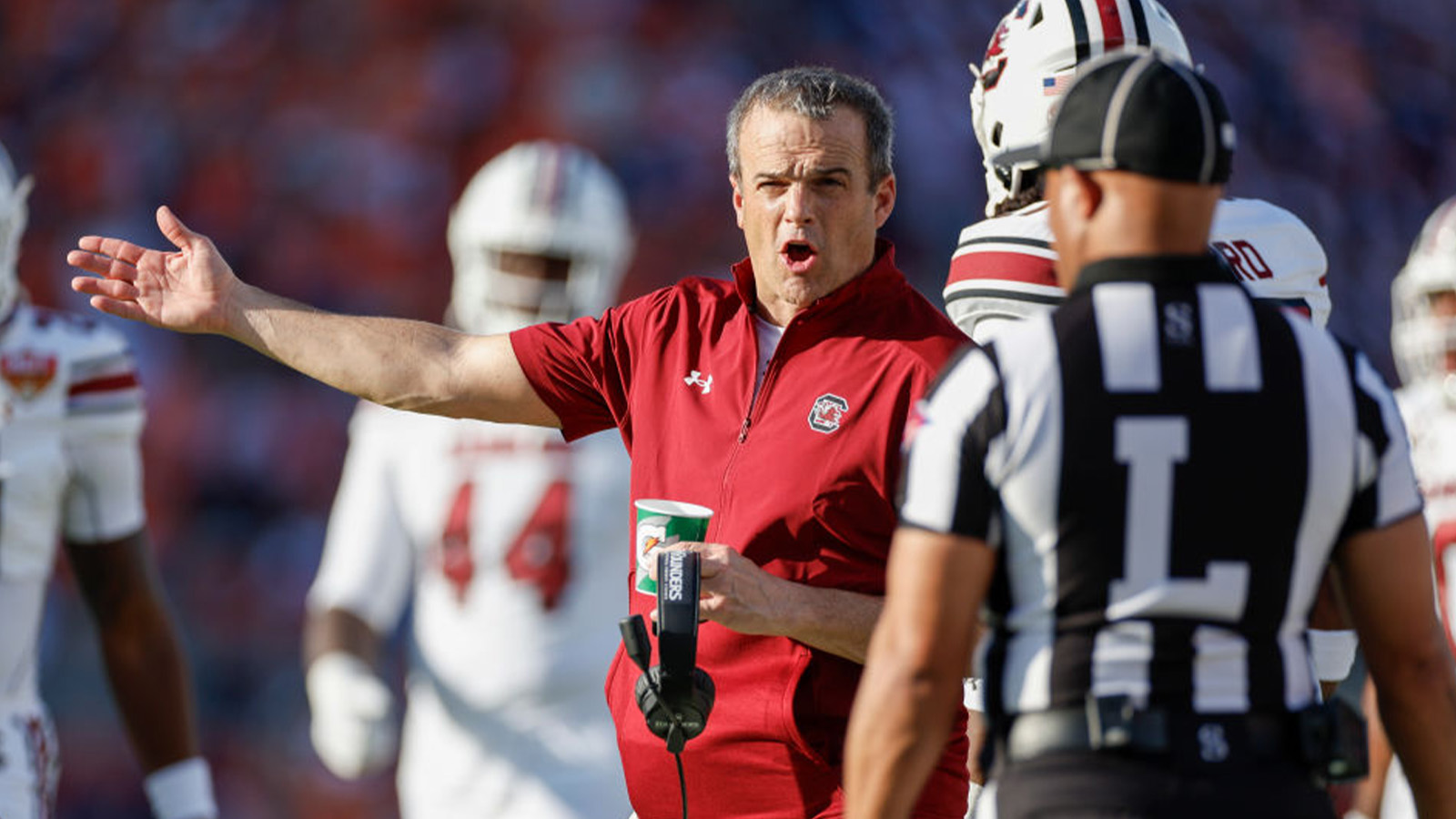 South Carolina Football Coach Physically Restrained During Tirade