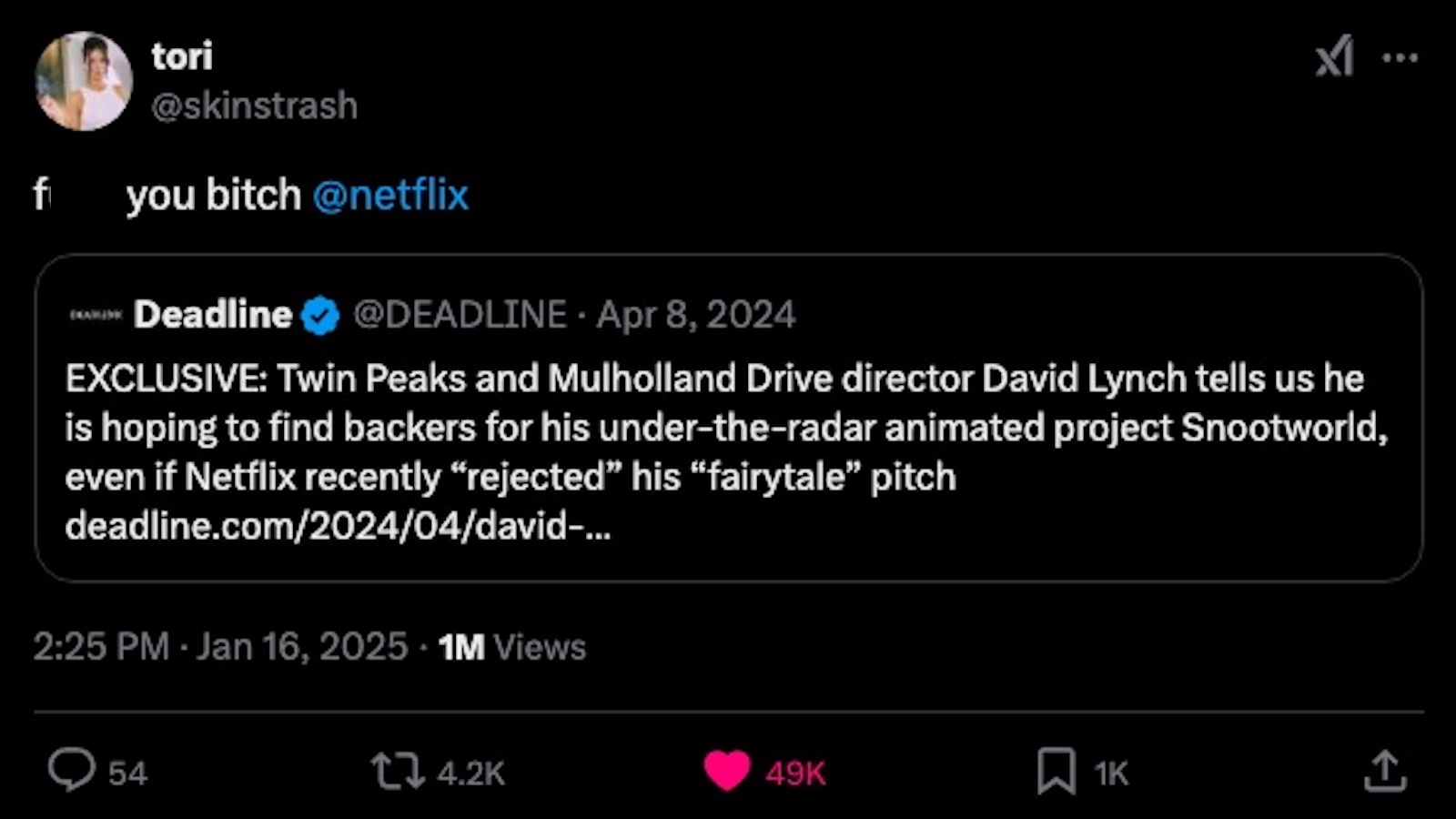 Film Fans Rage At Netflix For Not Funding David Lynch's Final Film