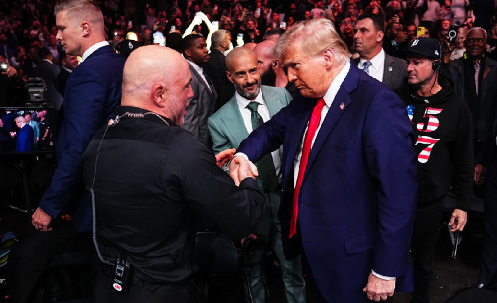 President Trump & Joe Rogan Shake Hands At UFC Event