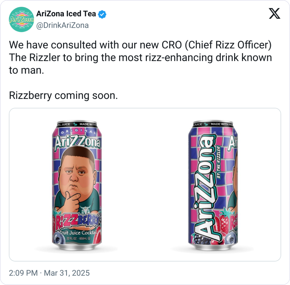 AriZona Iced Tea Trolls The Interent With "The Rizzler" Drink Flavor ...