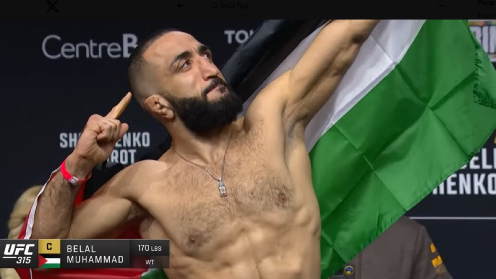 UFC's Belal Muhammad Walks Out With Palestinian Flag UFC 315