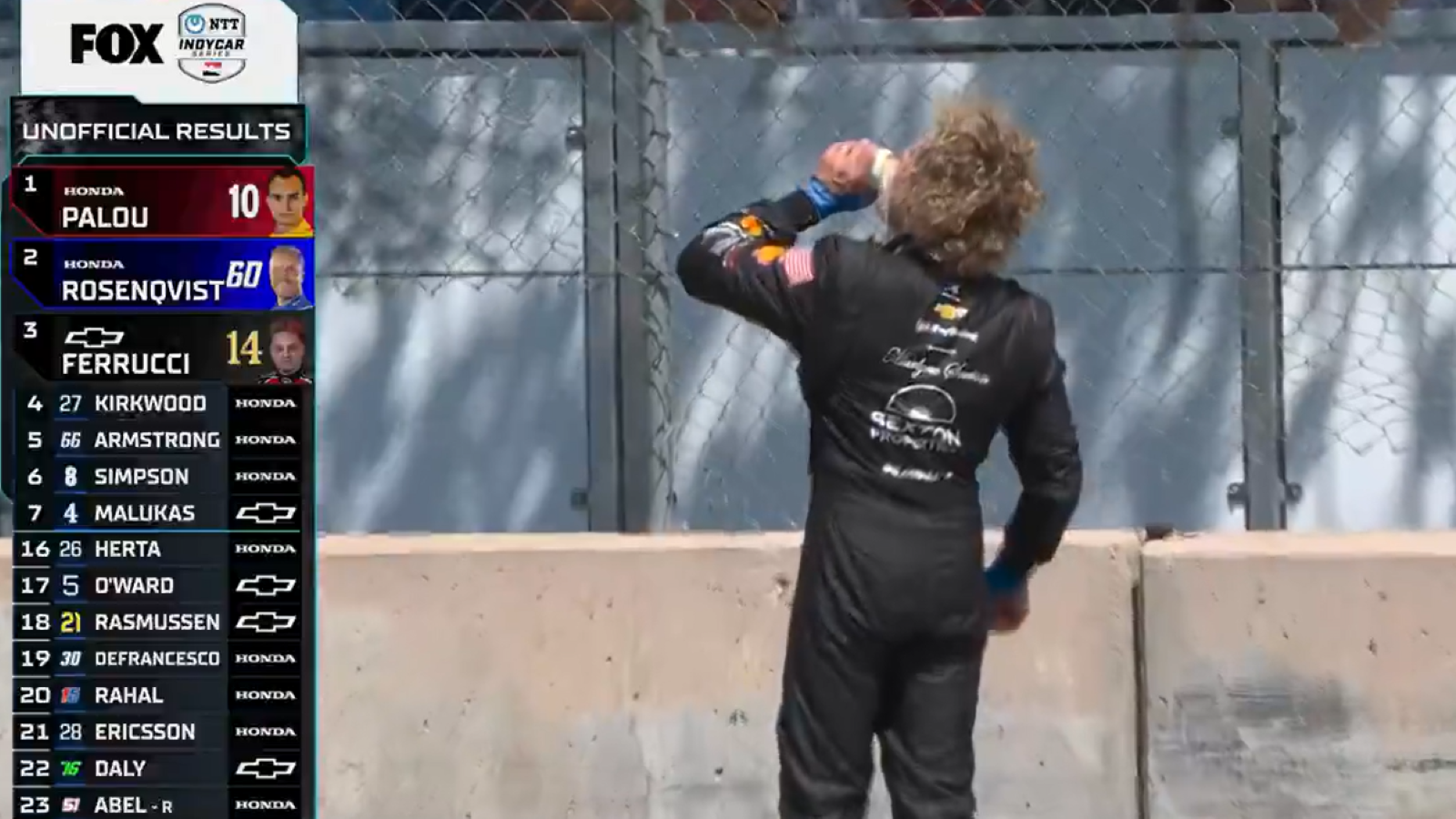 IndyCar Driver Chugs Beer From Fan After Podium Finish