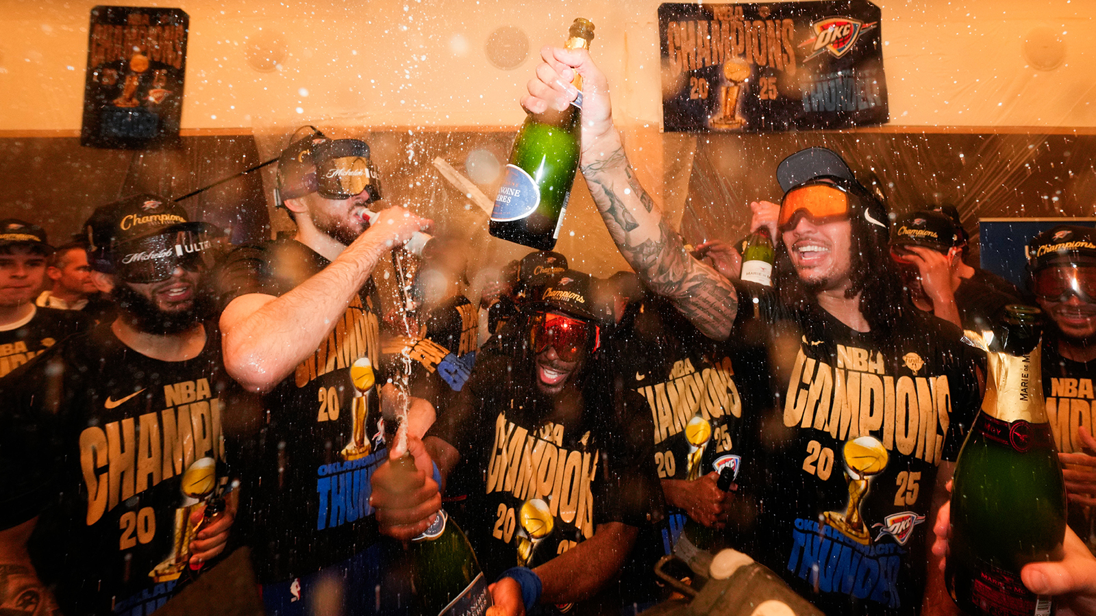 Thunder Players Didn't Know How To Pop Champagne After Title