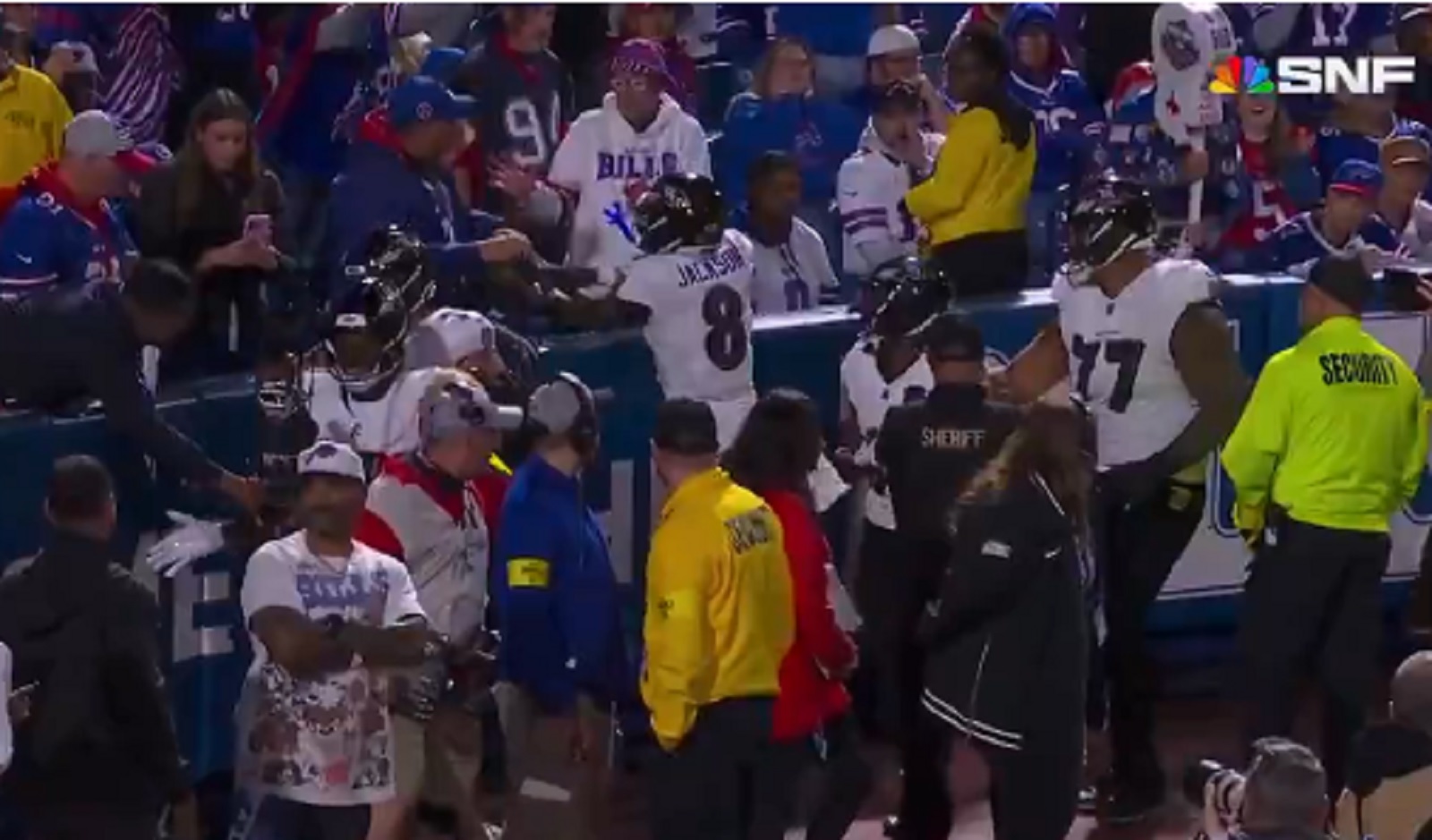 Lamar Jackson Shoves Bills Fan During Bills-Ravens Game