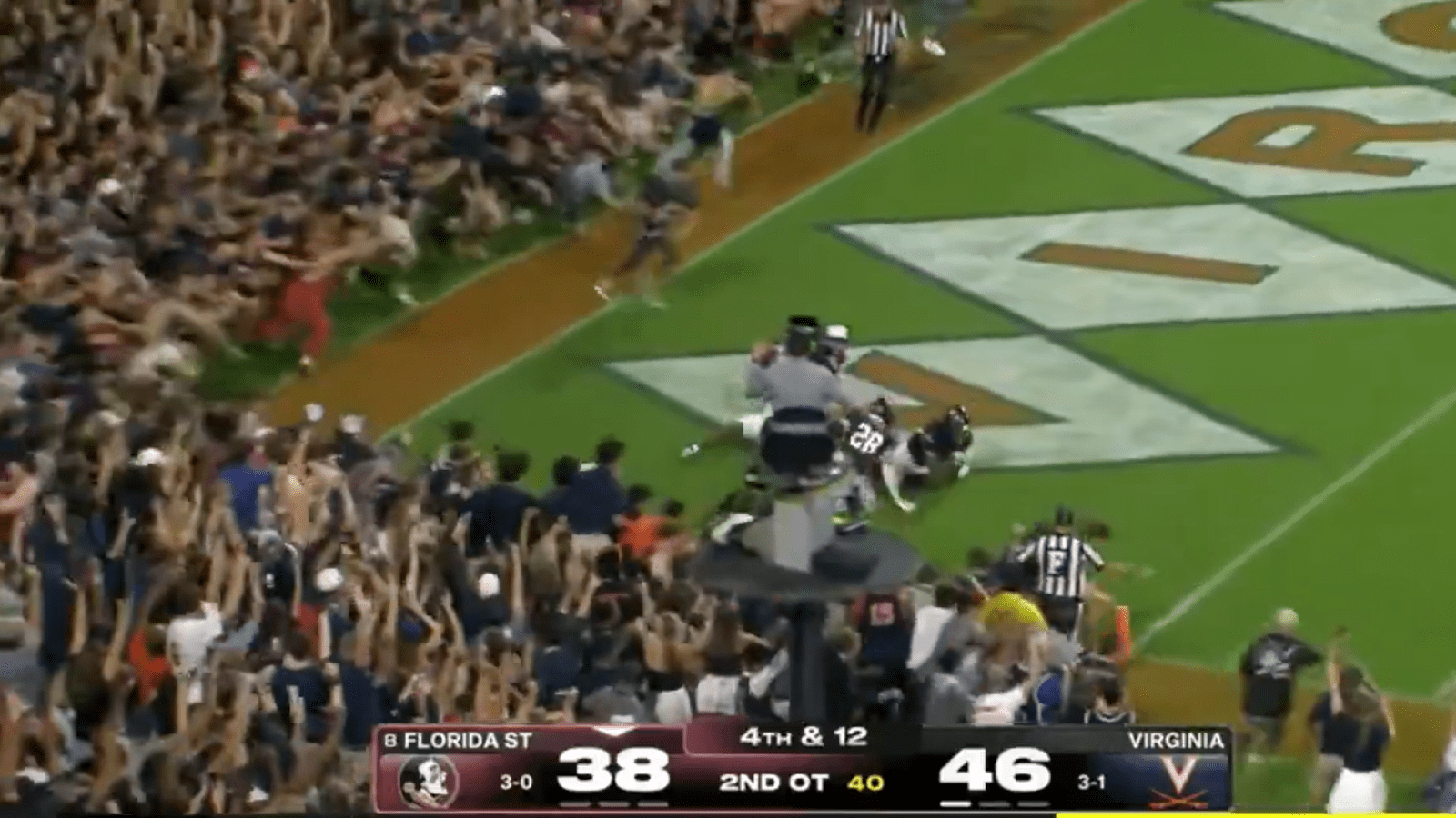 Virginia Students Nearly Trample Players In Scary Field Storming