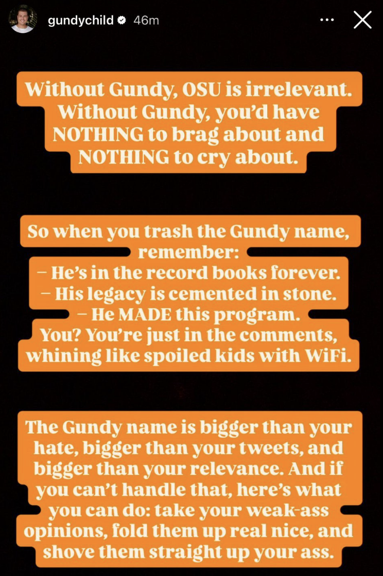 Mike Gundy's Son Will Get Him Fired With Angry Instagram Rants