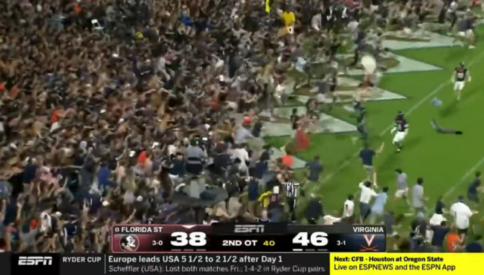 Virginia To Be Fined $50k For Storming The Field Vs FSU