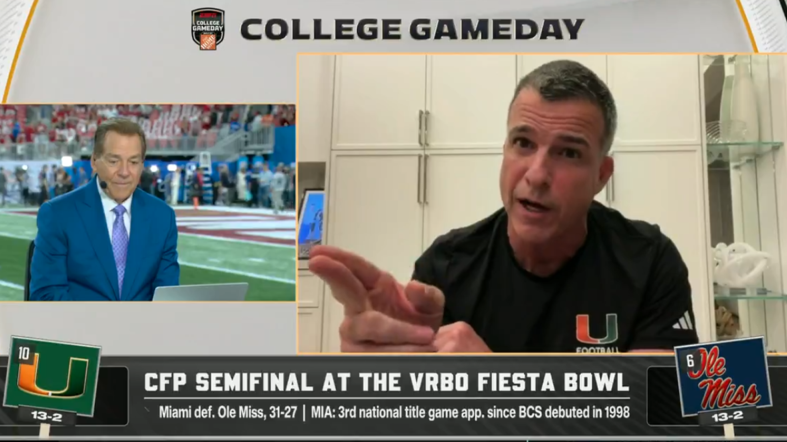 Miami Hurricanes Coach Mario Cristobal Shows Up Nick Saban