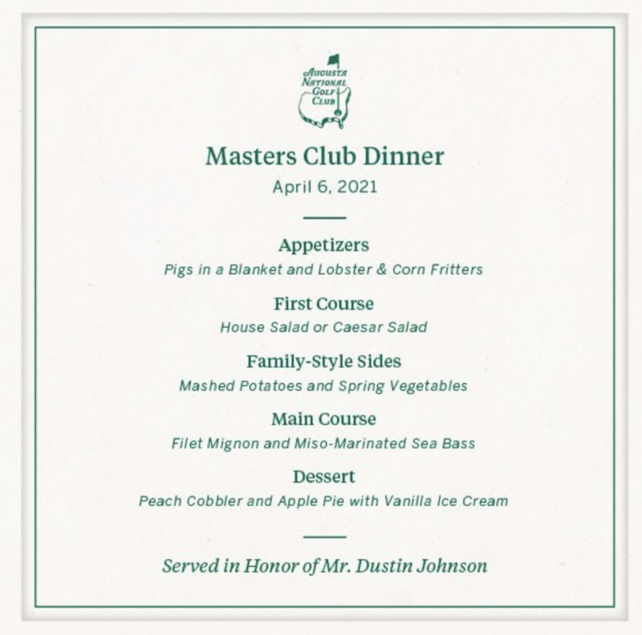 Ranking The Best Masters Champions Dinner Menus Since 2015