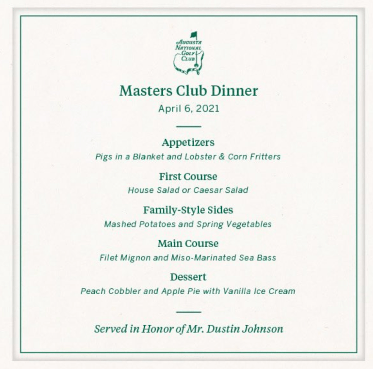 Ranking The Best Masters Champions Dinner Menus Since 2015