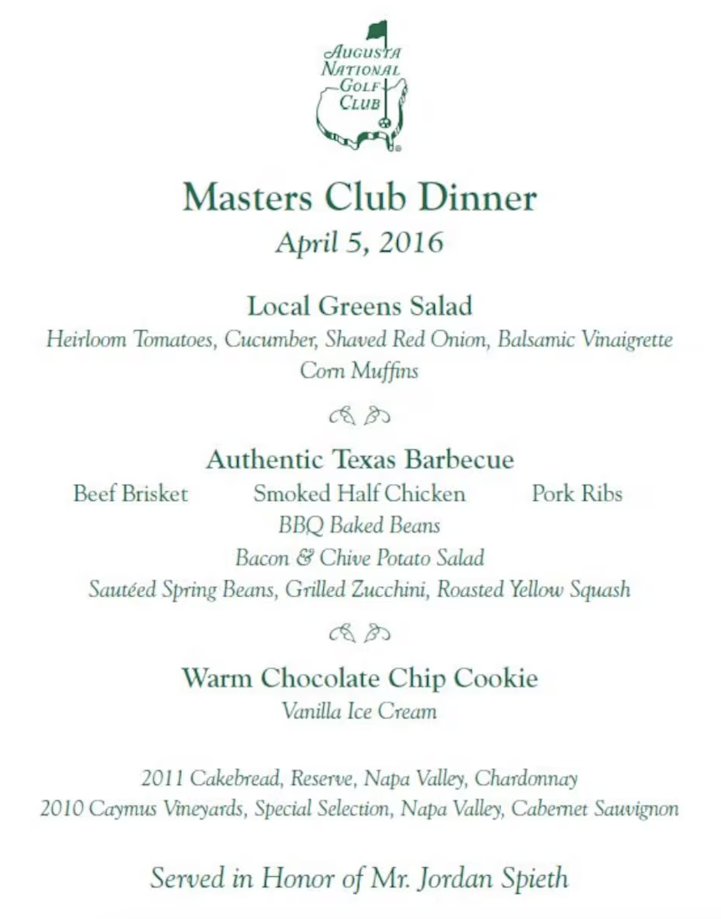 Ranking The Best Masters Champions Dinner Menus Since 2015