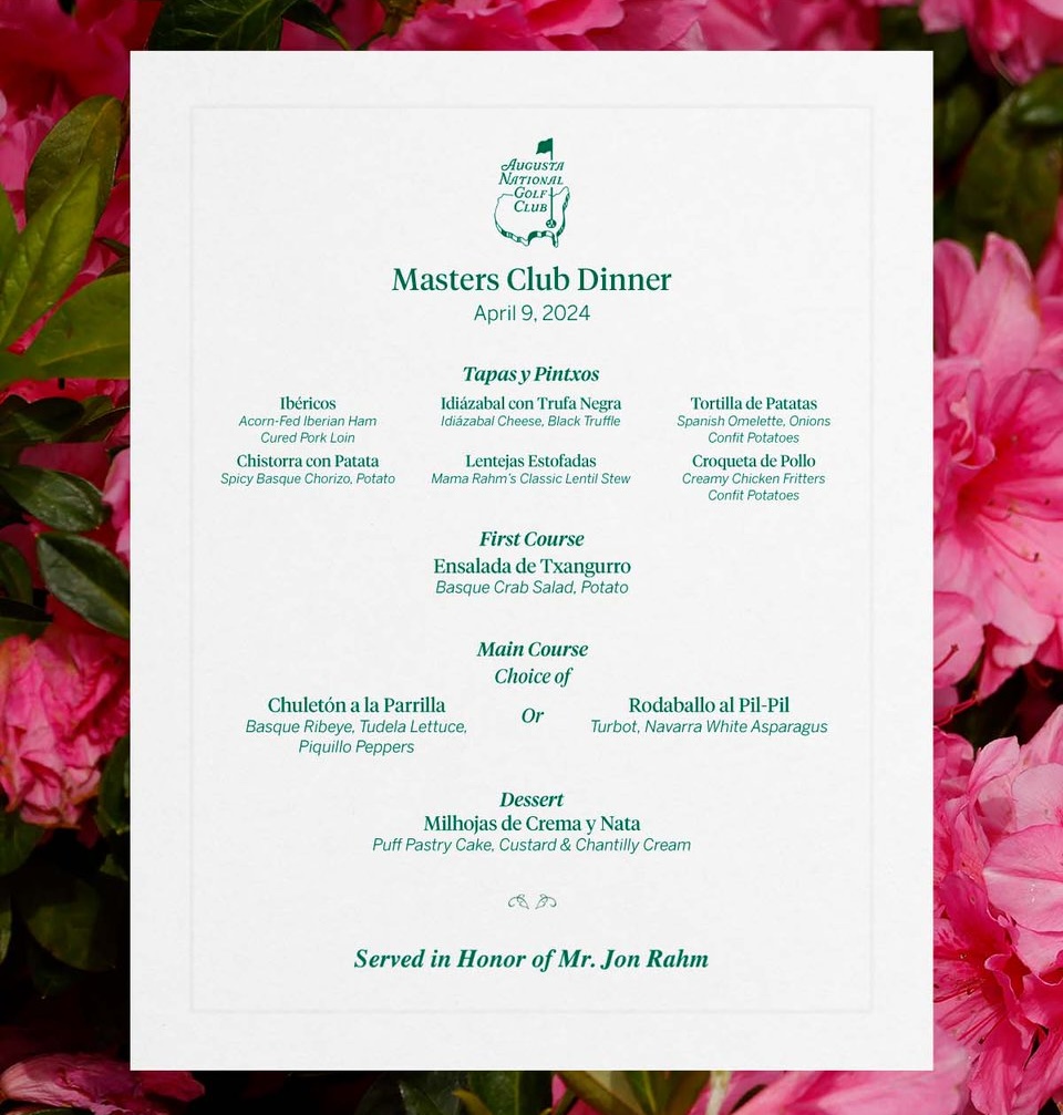 Ranking The Best Masters Champions Dinner Menus Since 2015