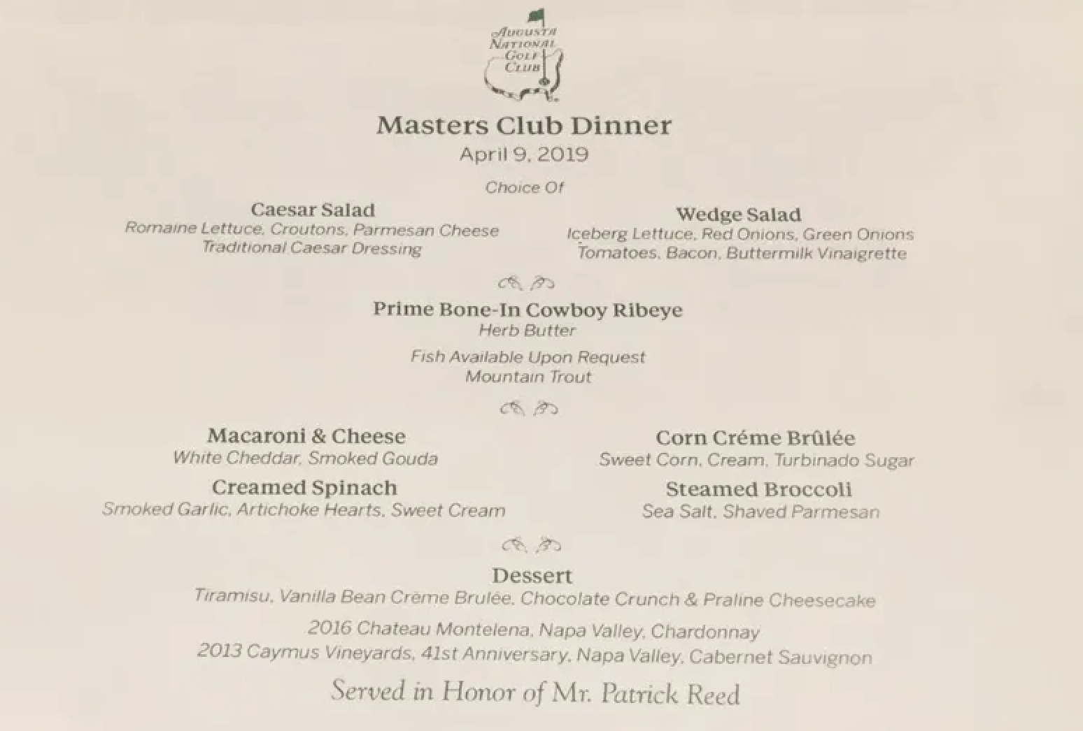 Ranking The Best Masters Champions Dinner Menus Since 2015