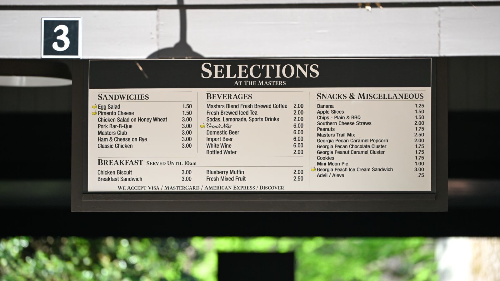 How Much Does Entire Concessions Menu At The Masters Cost?